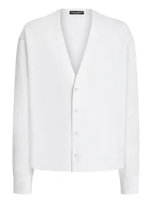 Dolce & Gabbana Long-sleeved Linen Shirt With Cardigan Buttoning - White