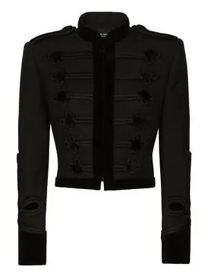 Dolce & Gabbana Double Wool Gabardine Tailcoat With Epaulets - Black