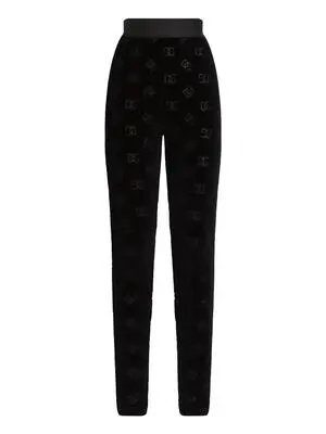 Dolce & Gabbana Chenille Leggings With Jacquard Dg Logo - Black