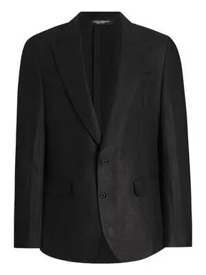 Dolce & Gabbana Single-breasted Linen Jacket - Black