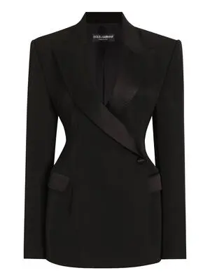 Dolce & Gabbana Double-breasted Wool Gabardine Tuxedo Jacket - Black