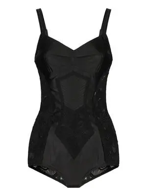 Dolce & Gabbana Corset Lace And Satin Bodysuit - Black