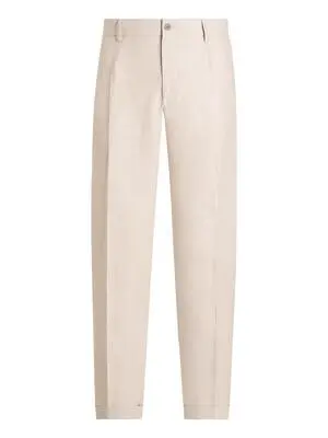 Dolce & Gabbana Linen Pants With Turn-ups - Beige