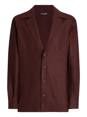Dolce & Gabbana Long-sleeved V-neck Linen Shirt - Multicolor