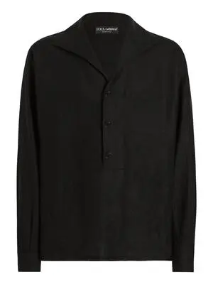 Dolce & Gabbana Three-button Long-sleeved Linen Shirt - Black