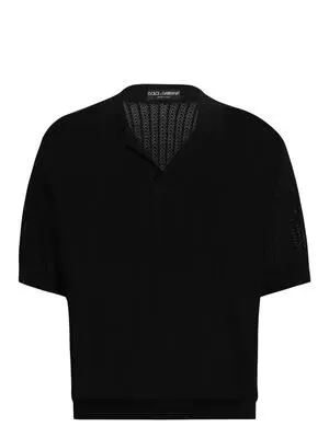 Dolce & Gabbana Short-sleeved Cotton Openwork Polo-shirt - Black