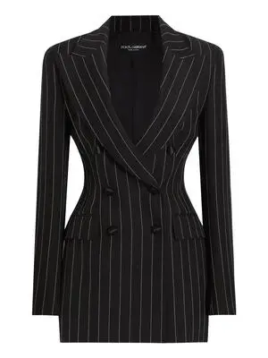 Dolce & Gabbana Double-breasted Pinstripe Wool Jacket - Multicolor