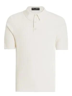 Dolce & Gabbana Short-sleeved Cotton Knit Polo-shirt - White