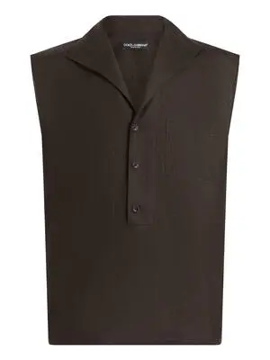 Dolce & Gabbana Three-button Sleeveless Linen Shirt - Brown