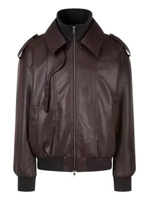 STUDIO TOMBOY Faux-leather Bomber Jacket - Brown