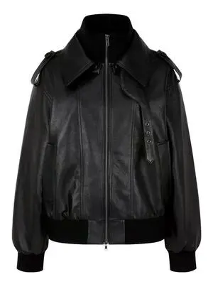 STUDIO TOMBOY Faux Leather Bomber Jacket - Black