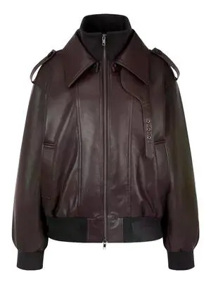 STUDIO TOMBOY Faux-leather Bomber Jacket - Brown