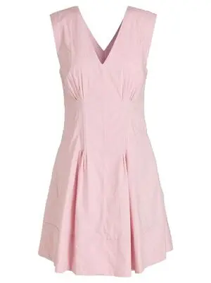 Derek Lam 10 Crosby Concha Pleated Cotton-poplin Mini Dress - Baby Pink