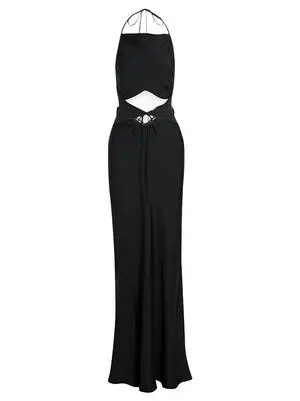 Bec & Bridge Naomi Chiffon-paneled Twill Halterneck Maxi Dress - Black