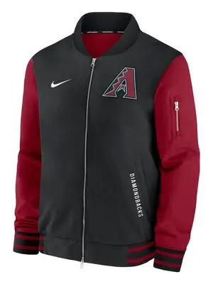 Nike Arizona Diamondbacks Authentic Collection Dugout Mlb Full-zip Bomber Jacket - Black