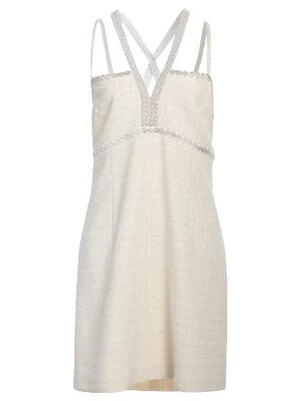 Sandro Mini Bodycon Dress With Embellishments - Cream