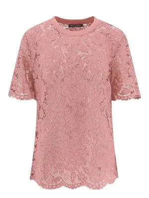 Dolce & Gabbana Floral Lace Top - Pink