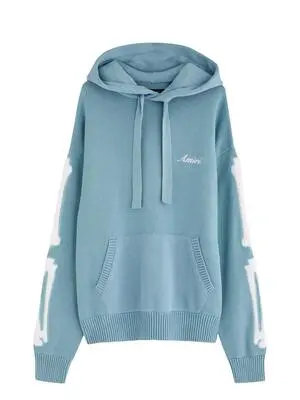 Amiri Bones Appliqué Cotton Knit Hoodie - Blue
