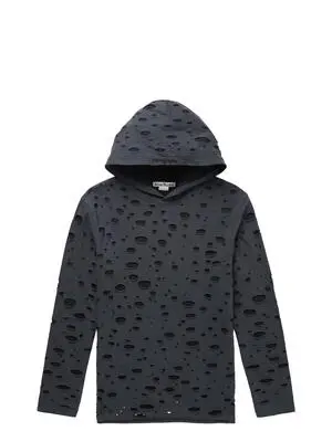 Acne Studios Eipe Distressed Cotton-jersey Hoodie - Black
