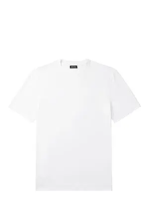 ZEGNA Zegna - Slim-Fit Logo-Embroidered Cotton-Jersey T-Shirt - Men - White 