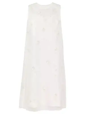 SHATHA ESSA Embellished Mesh Dress - White