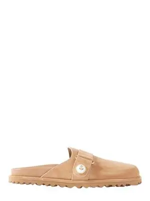 JIMMY CHOO Jimmy Choo Fayence Faux Pearl-Embellished Suede Mules Tan