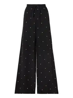 Stella McCartney Crystal-embellished Wide-leg Pants - Black