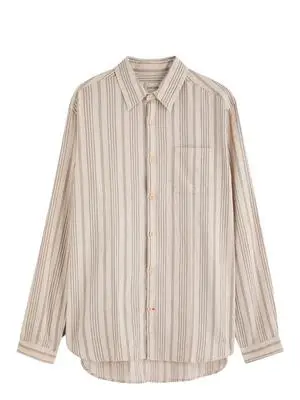 Oliver Spencer New York Special Striped Cotton-blend Shirt - Beige