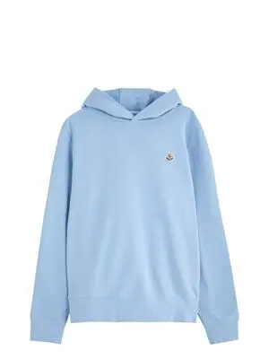 Moncler Logo-appliquéd Hooded Cotton Sweatshirt - Light Blue