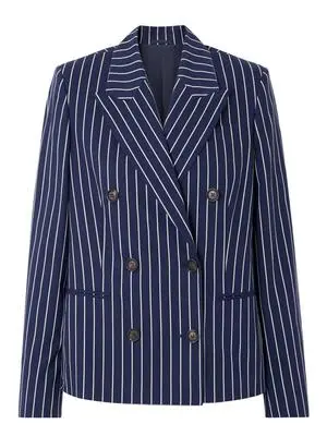 Brunello Cucinelli Double-breasted Striped Blazer - Blue