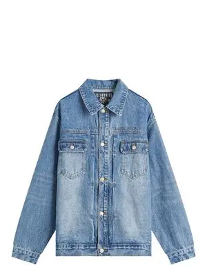 BILLIONAIRE BOYS CLUB Script Logo Denim Jacket - Mid Wash Blue