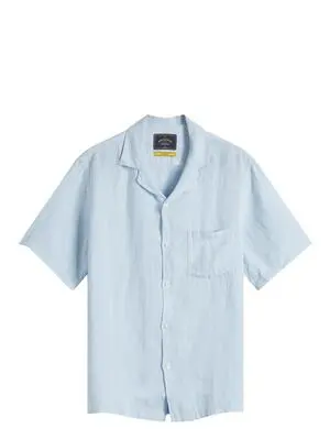 Portuguese Flannel Linen Camp Vacation Shirt - Sky