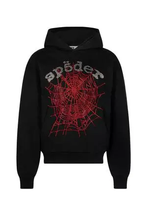 SP5DER Rhinestone Og Web V2 Hoodie - Black