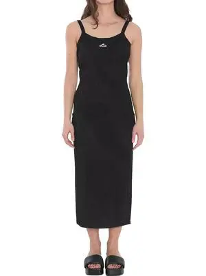 Alexander Wang 3d-logo Mesh Slip Dress - Black