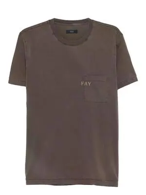 FAY Logo-print T-shirt - Brown