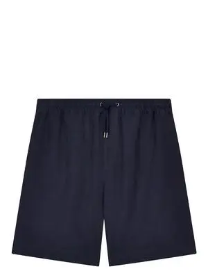 Giorgio Armani Linen Canvas Flat-front Bermuda Shorts - Blue
