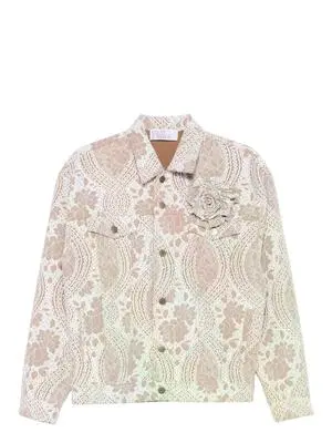 Giuseppe Di Morabito Lace-effect Denim Jacket - Neutrals