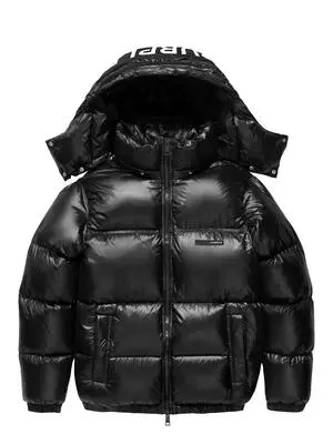 PURPLE BRAND Nylon Snap Off Hood Puffer Jacket - Black