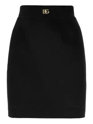 Dolce & Gabbana Logo-plaque Pencil Skirt - Black