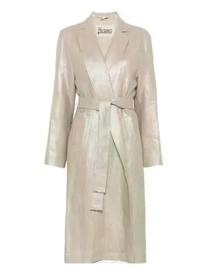 Herno Lamé-effect Trench Coat - Gold