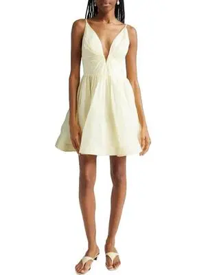 Zimmermann Zimmermann Pleated Linen & Silk Minidress Lemon