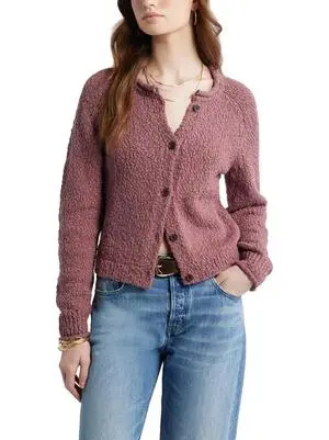 Treasure & Bond Fitted Textured Cotton Cardigan - Brown Rose
