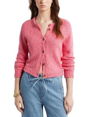 Treasure & Bond Fitted Textured Cotton Cardigan - Pink Lemonade