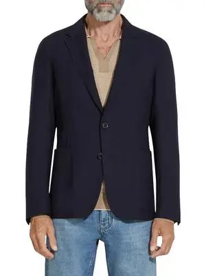 Zegna Deconstructed Oasi Cashmere Sport Coat - Navy Solid