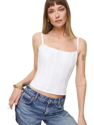 REFORMATION Reformation Hattie Linen Corset Top White