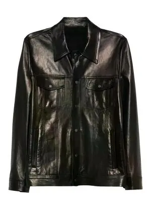 SALVATORE SANTORO Leather Shirt Jacket - Black