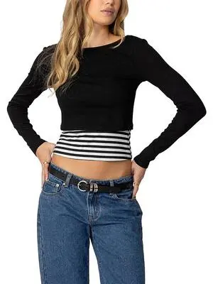 EDIKTED Shania Layered Striped Top