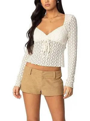 EDIKTED Laila Textured Lacey Top - Cream