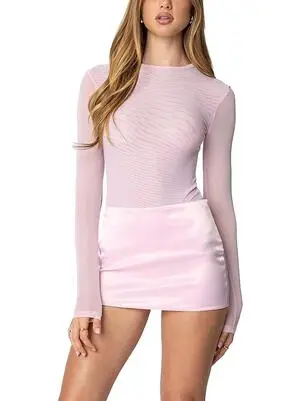 EDIKTED Clio Mesh Bodysuit - Light Pink