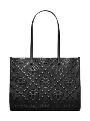 Tory Burch T Monogram Leather Tote - Black